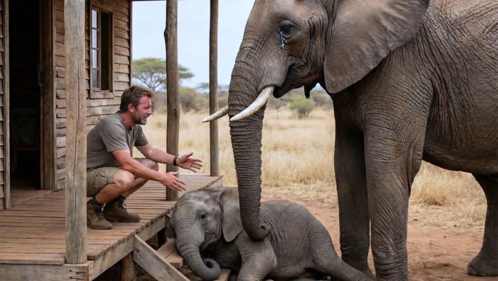 Baby Elephant Rescue: Mother Elephant Brings Her Calf to Humans for ...